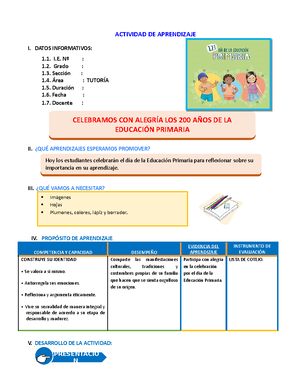 3° SES AYC VIER 21 Manualidad DIA DE LA Tierra 965727764 PROF Yessenia - SESIÓN DE APRENDIZAJE ...