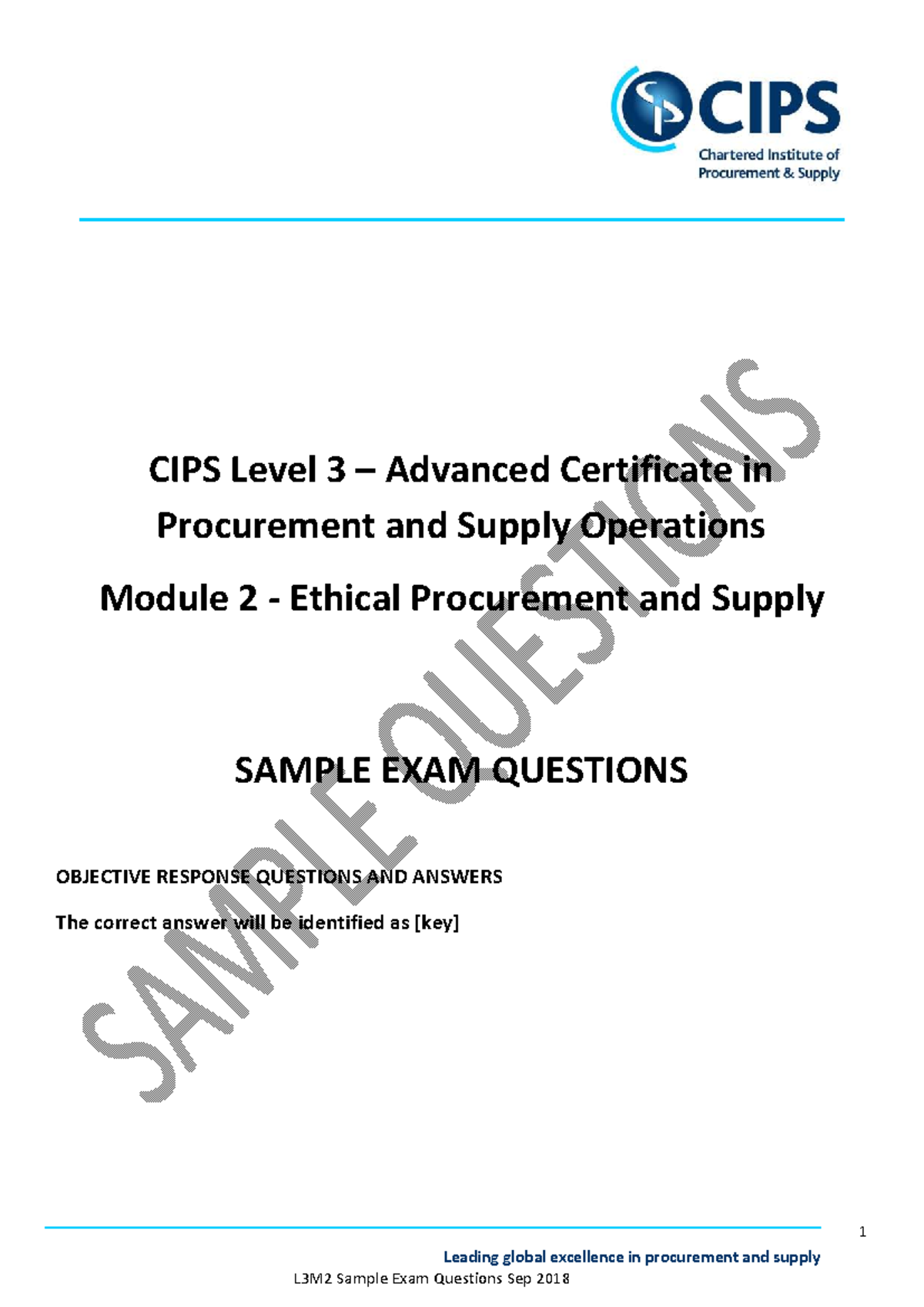 CIPS L3M2 Ethical Procurement Sample Exam Questions & Answers - Studocu