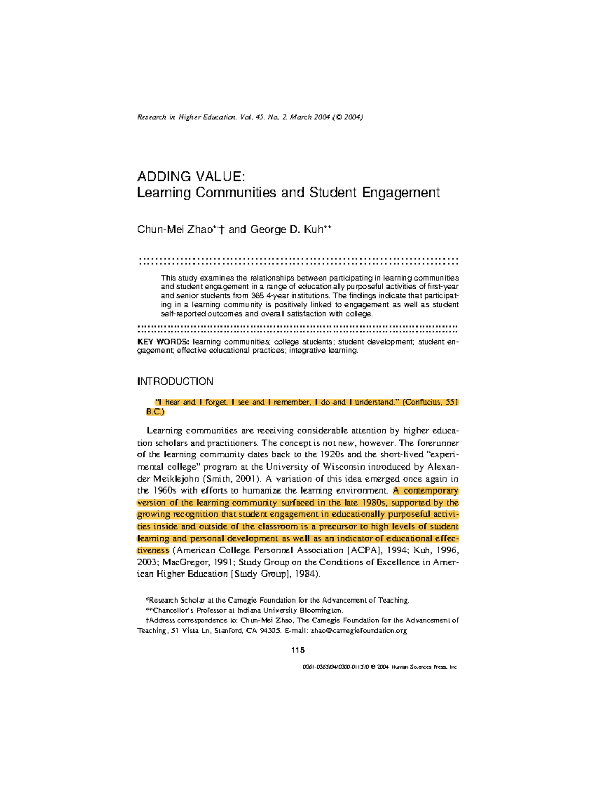 Learning Communities and Student Engagement: Insights from Research in ...