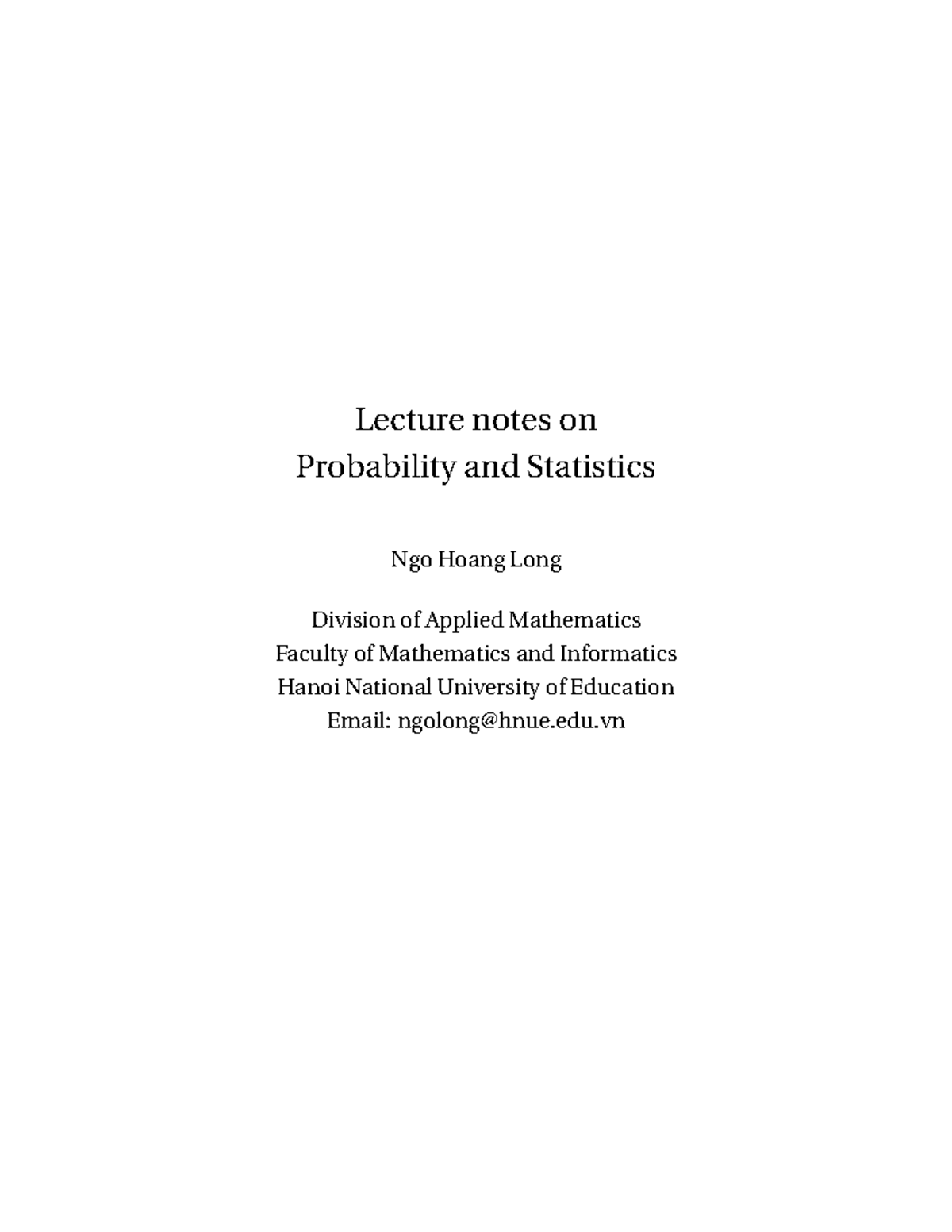 Lecture Notes on Probability and Statistics (MATH 101) - Studocu