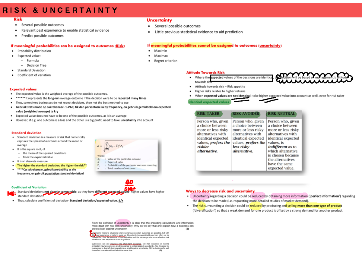 One Pager risk and uncertainty - R I S K & U N C E R T A I N T Y Emma ...