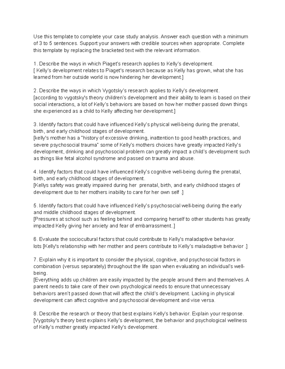 Lifespan development 6-2 assignment - Use this template to complete ...