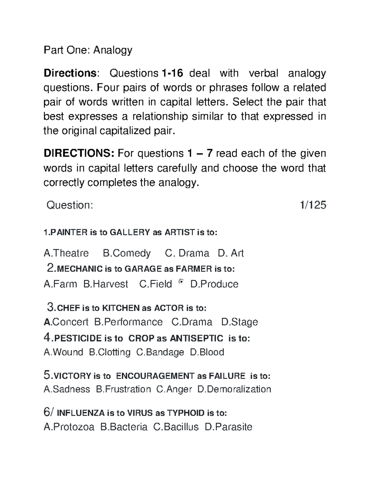 Fana Aptitude Test Practice Questions and Analogy Exercises - Studocu