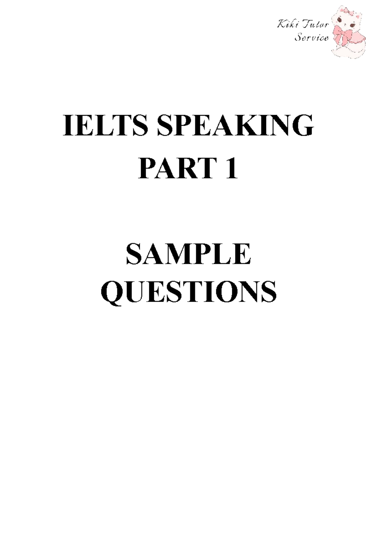 IELTS Speaking Part 3 Sample Questions and Answers - Studocu
