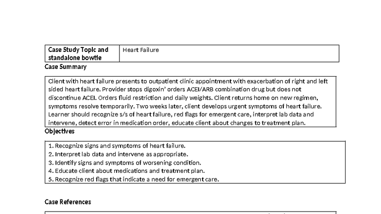 Case Study: Heart Failure Management and Client Care (NURS 101) - Studocu