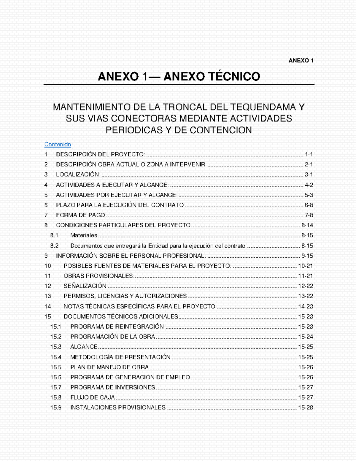Anexo Técnico: Mantenimiento Troncal Tequendama ICCU-LP-046-2024 - Studocu