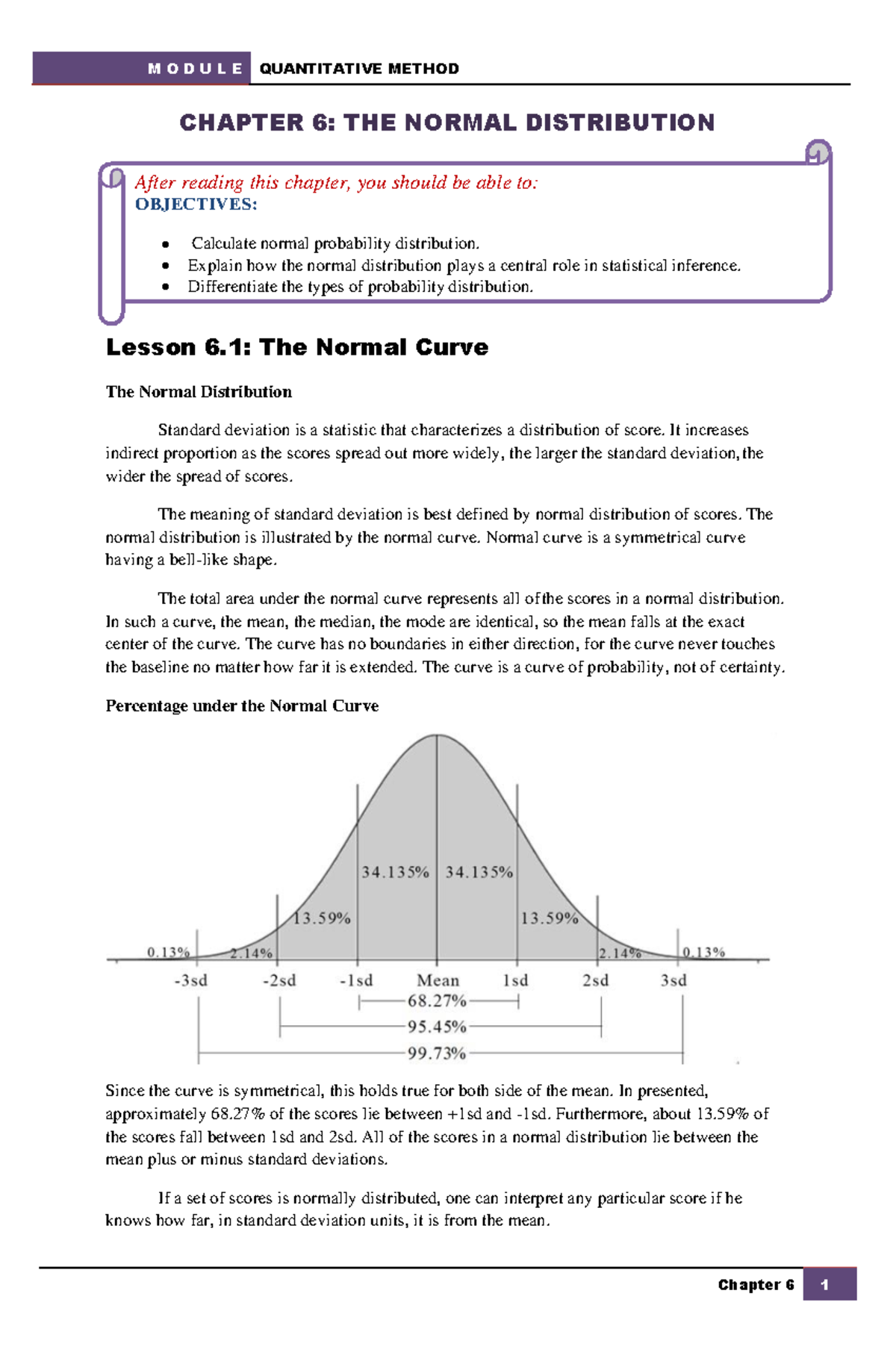 Normal Distribution: Key Concepts and Applications (Chapter 6) - Studocu