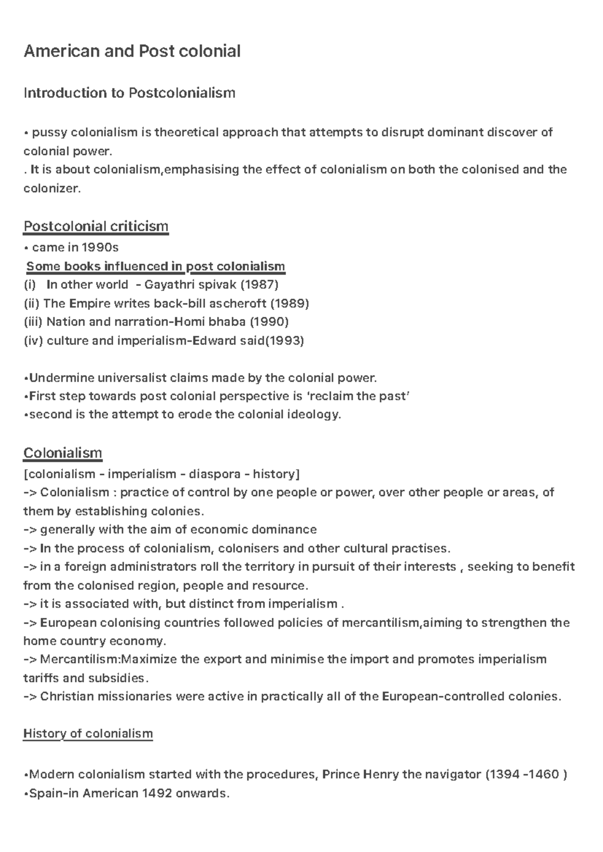 Analysis of American and Postcolonial Themes in Literature (ENG 101 ...