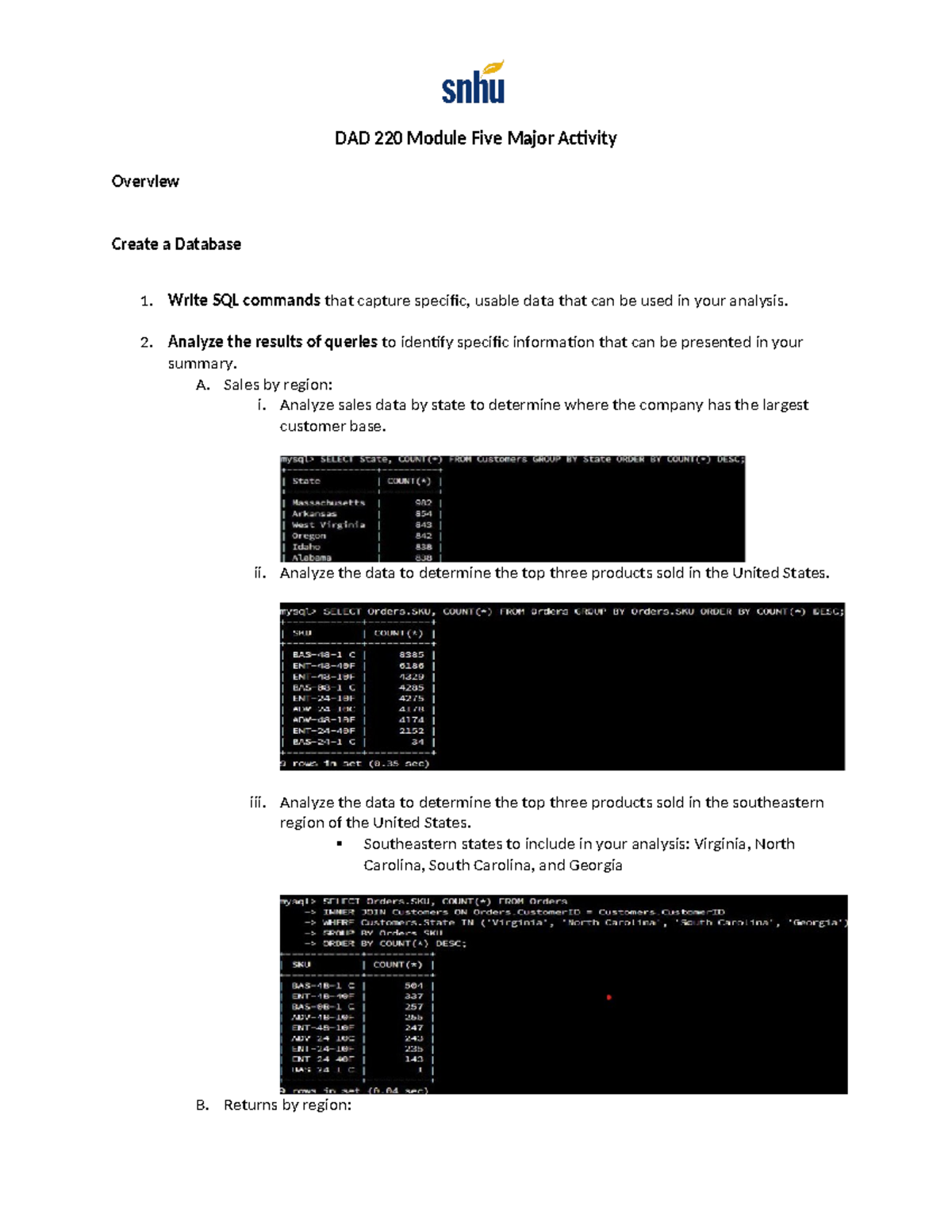 DAD 220 Module Five Major Activity - DAD 220 Module Five Major Activity ...