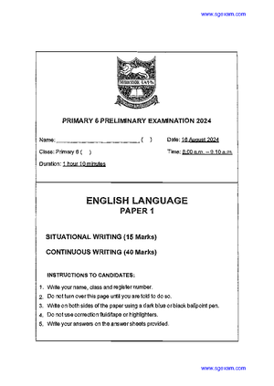 English Practice 1 - Name: _____________ Additional materials: Writing ...