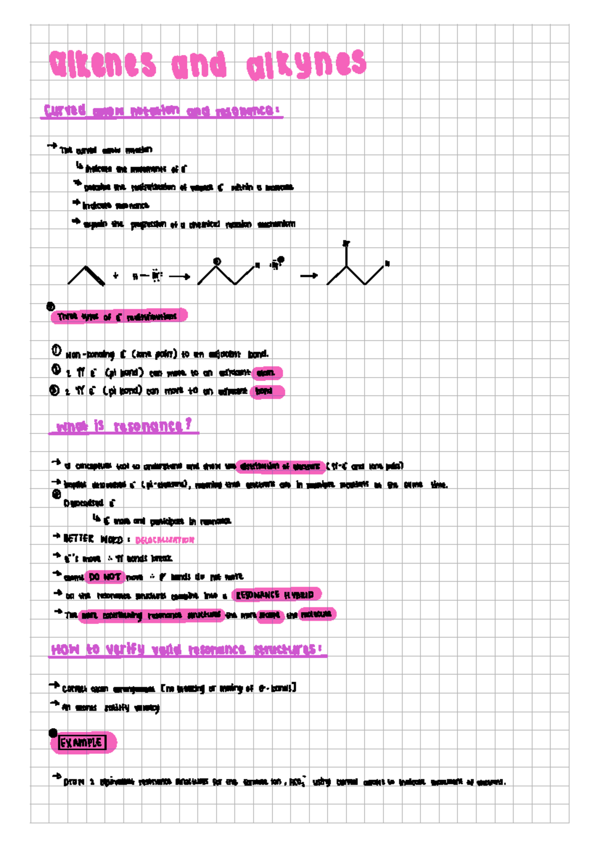 Alkane and alkene chem notes - alkenes and alkynes Curved anon notation ...