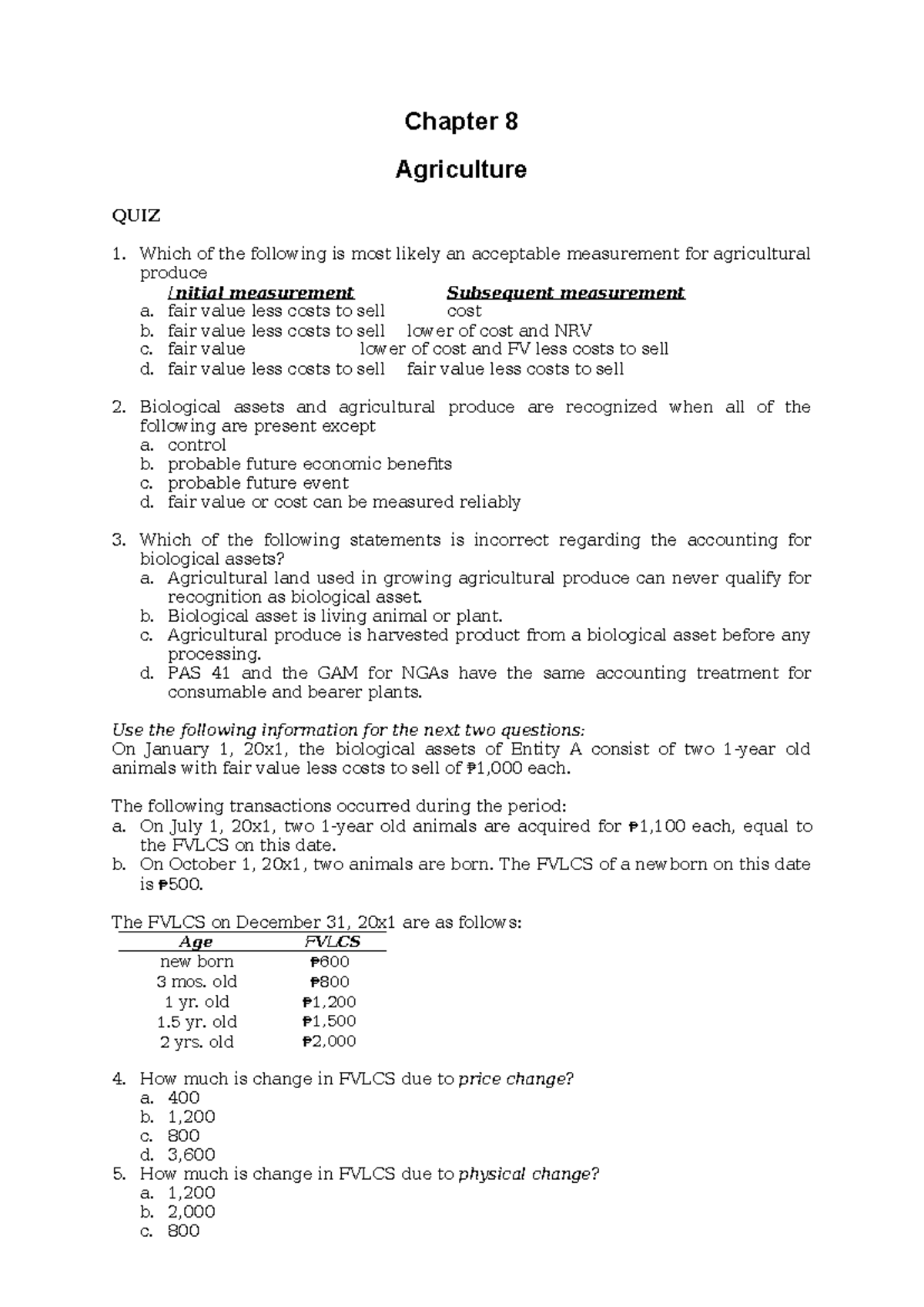 PROF-ED-5 Midterm Quiz 3: Chapter 8 Agriculture Insights - Studocu