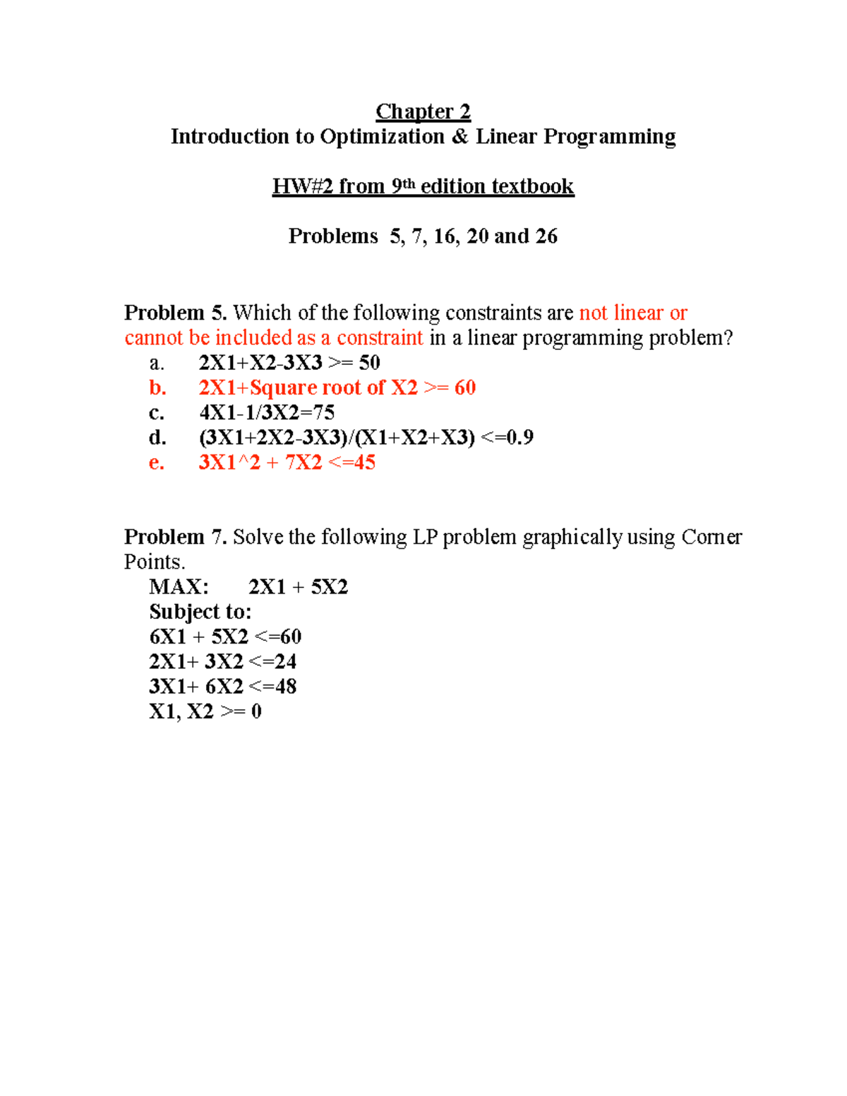 ISBA3100 Chapter 2 HW#2: Linear Programming Problems & Solutions - Studocu