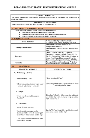 Mapeh 7 locomotor and non locomotor - DETAILED LESSON PLAN IN MAPEH 7 ...