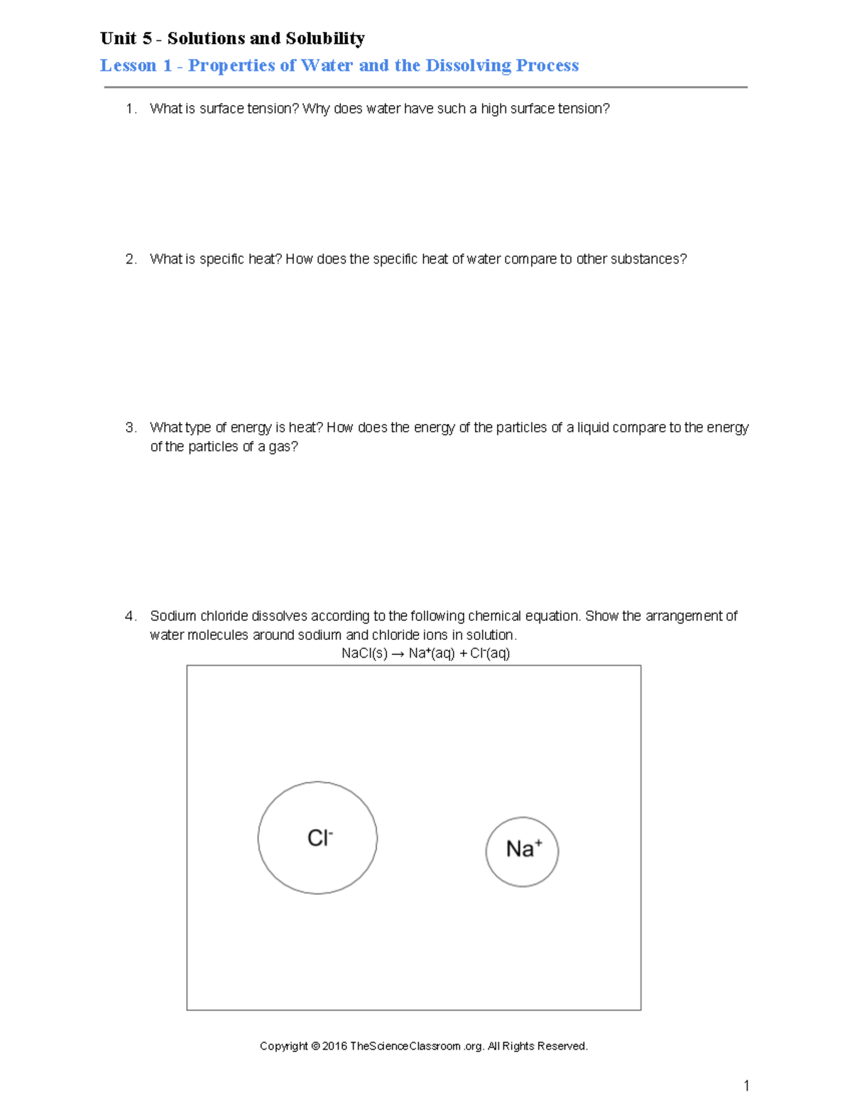 Unit 5: Solutions and Solubility - Comprehensive Worksheet Bundle - Studocu