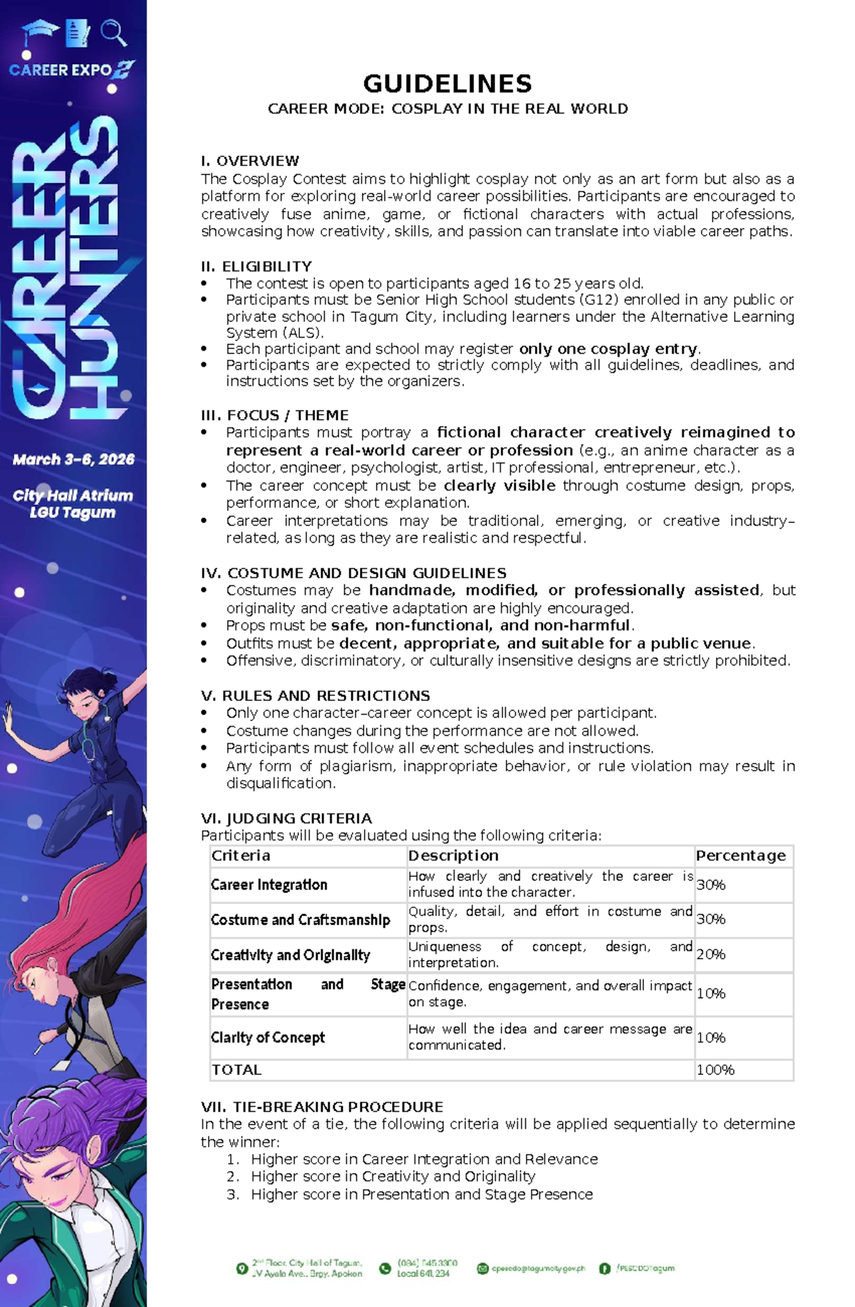 Cosplay Contest Guidelines: Career Integration & Creativity - Studocu