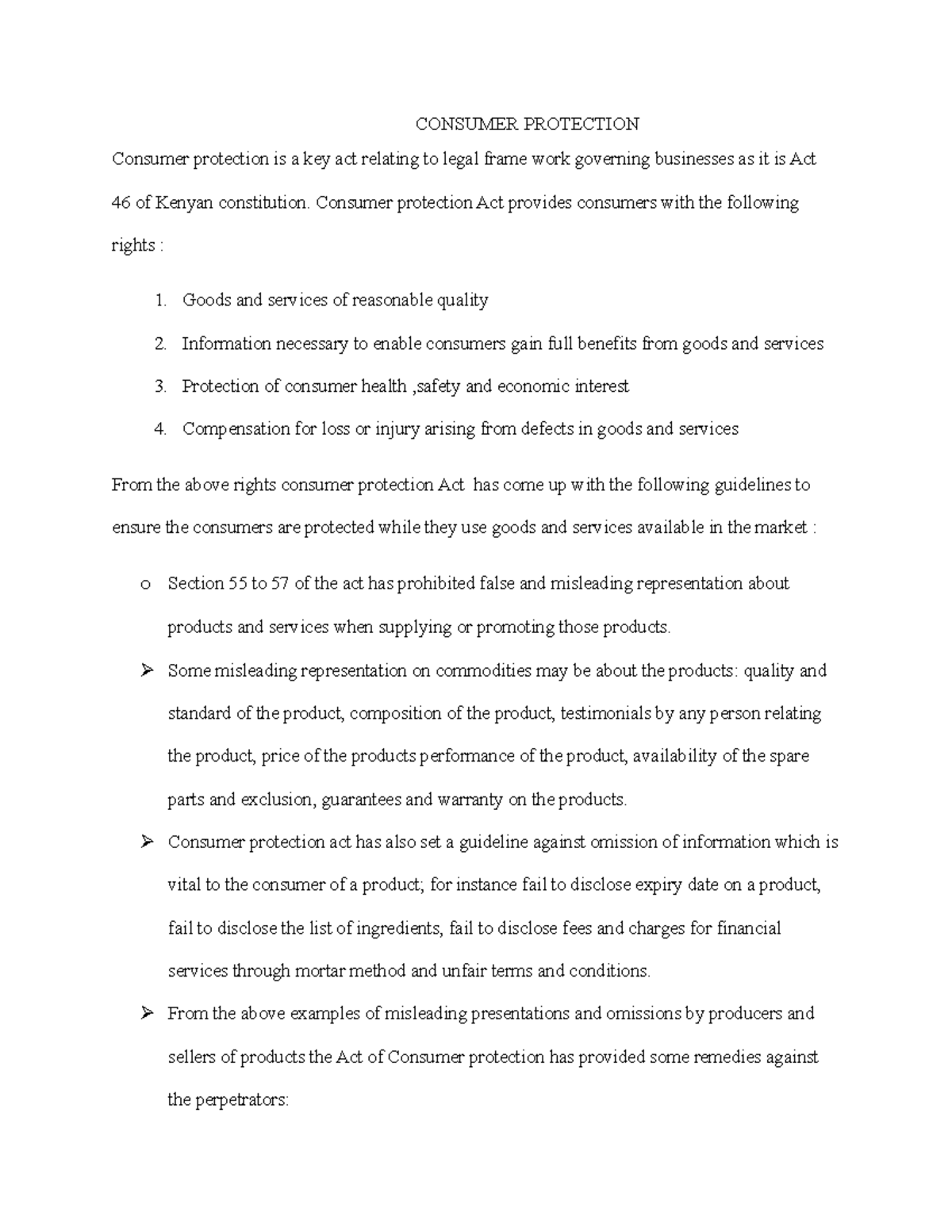 Consumer Protection Act Overview and Guidelines (LAW 46) - Studocu