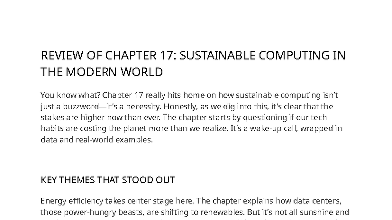 REVIEW OF CHAPTER 17: SUSTAINABLE COMPUTING IN ADVANCED COMPUTER ENG ...