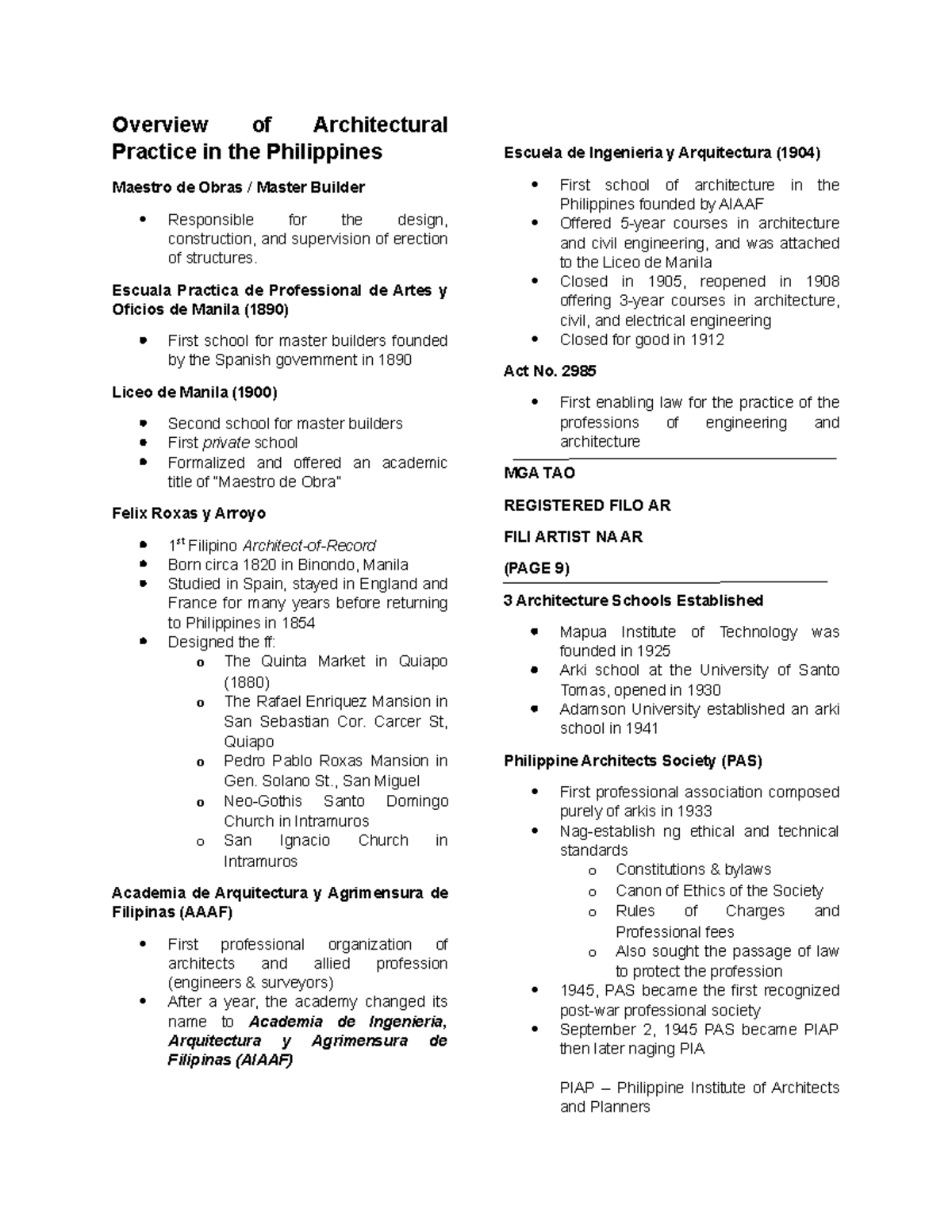 Overview of Architectural Practice in the Philippines Reviewer ...