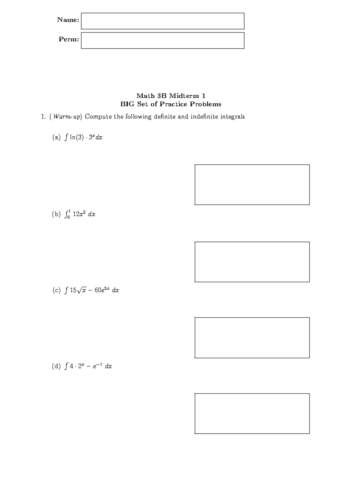 Math 3B Midterm 1 Comprehensive Practice Problems Summary - Studocu