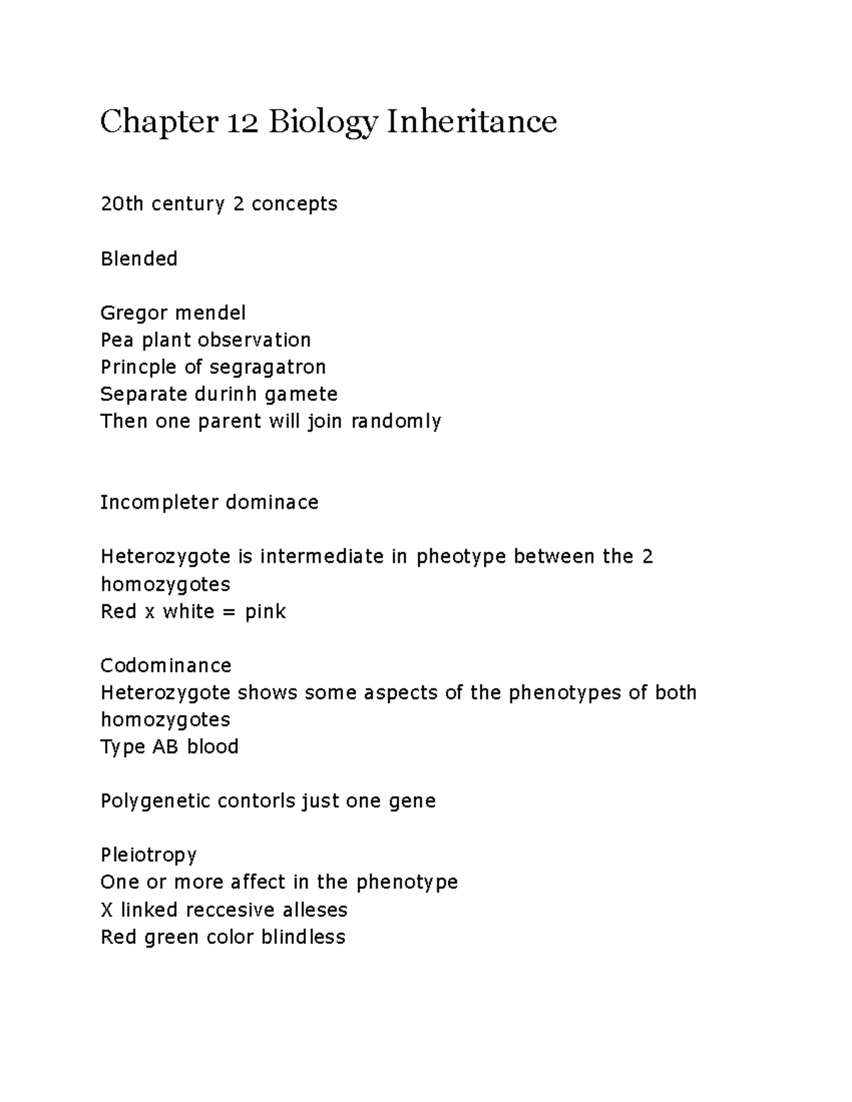Chapter 12 Biology: Inheritance Concepts & Genetic Material Overview ...