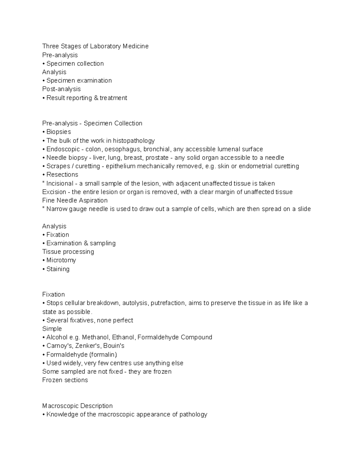 Cell Pathology Lecture Notes: Specimen Collection & Analysis (CP 101 ...