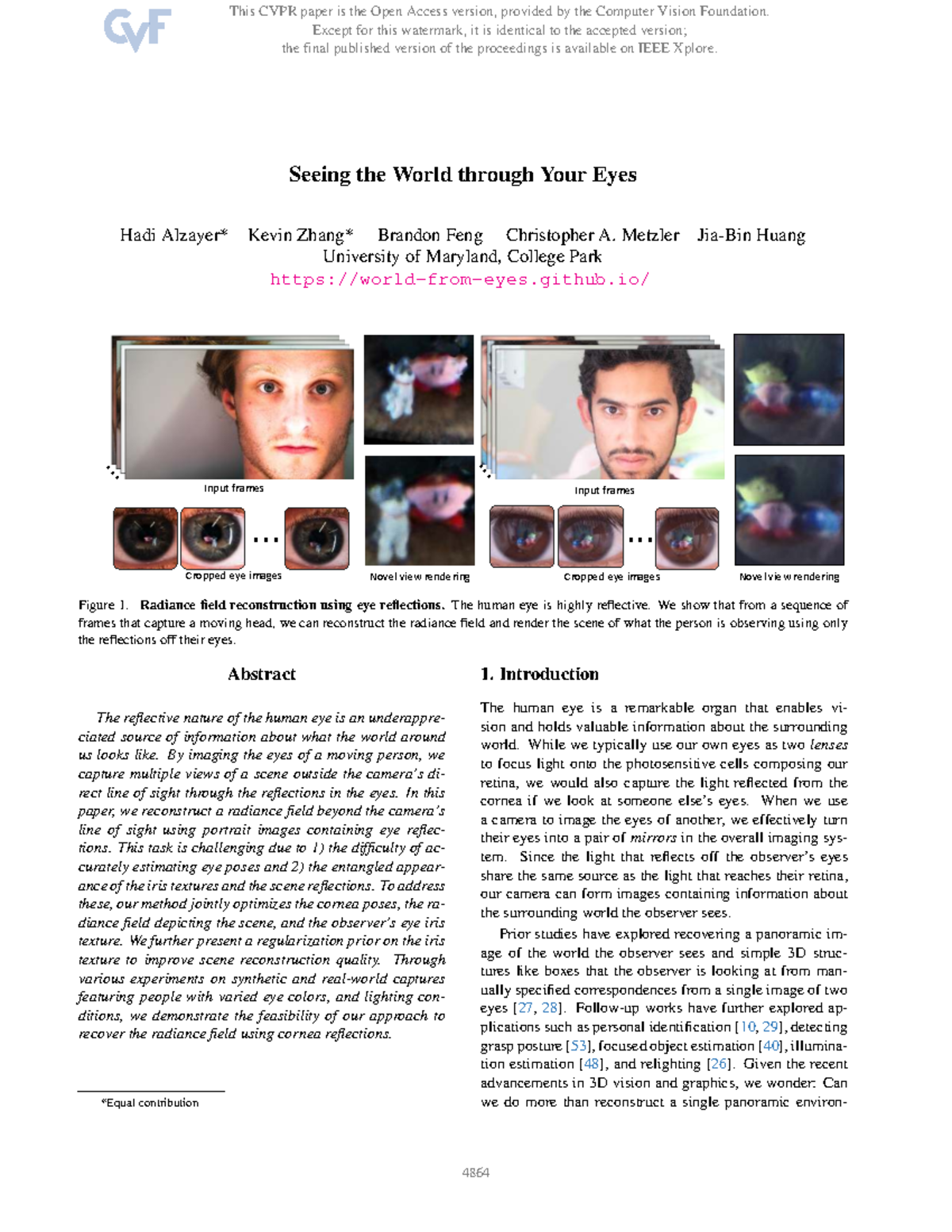 Seeing the World through Your Eyes: CVPR 2024 Paper on Radiance Field ...