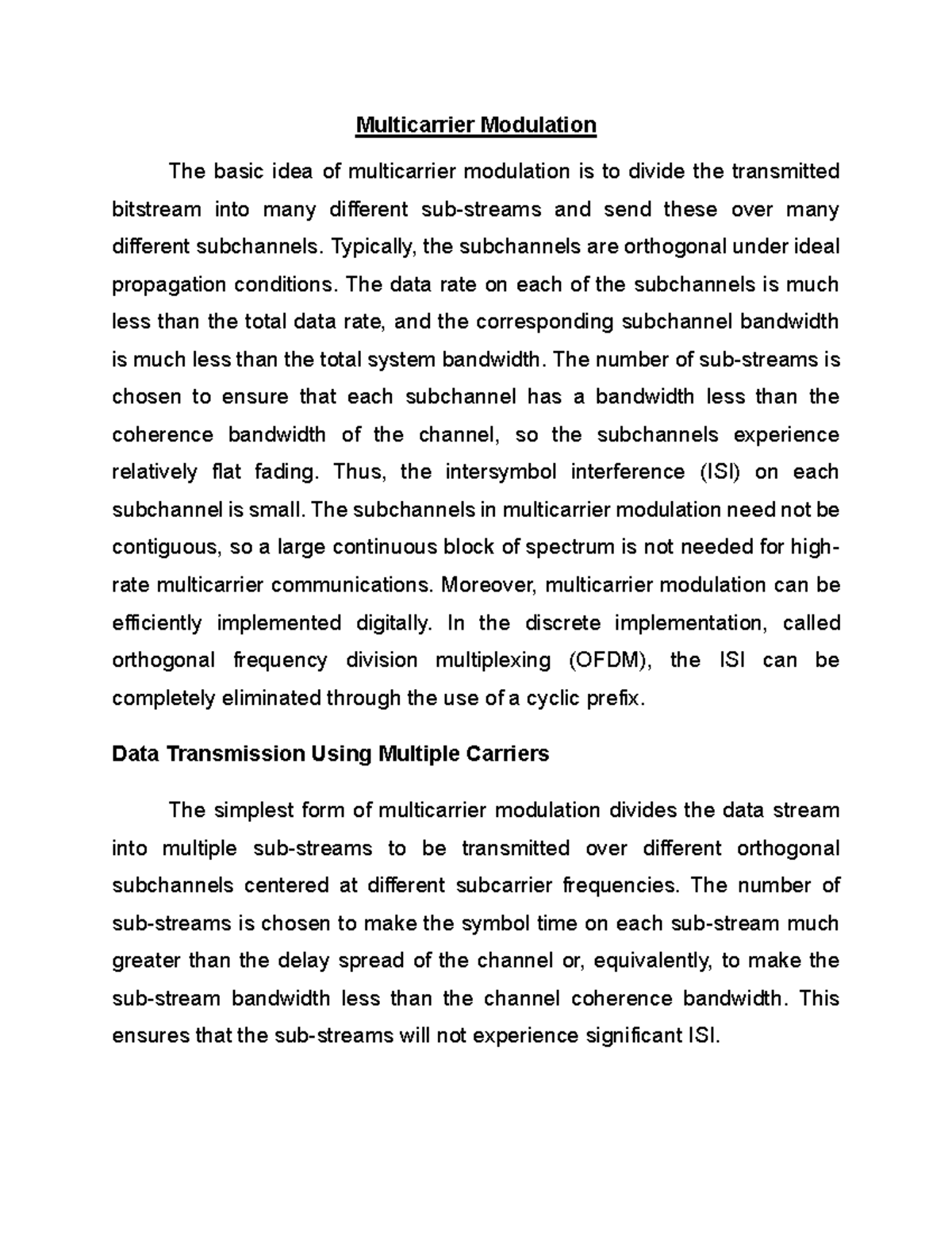 Multicarrier Modulation Overview and Techniques for Optimization - Studocu