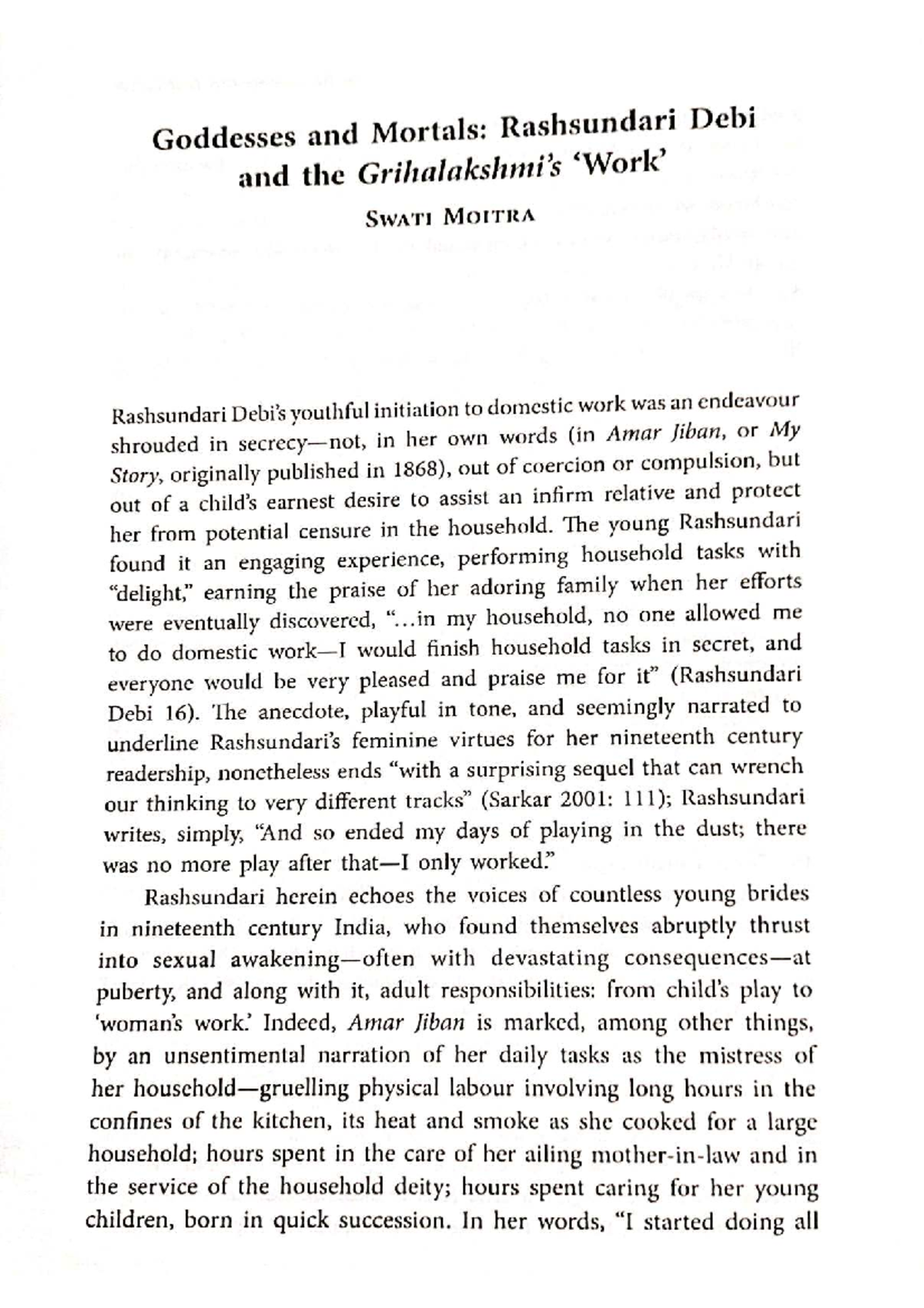 Goddesses and Mortals: Rashsundari Debi's Domestic Labors - SWATI ...