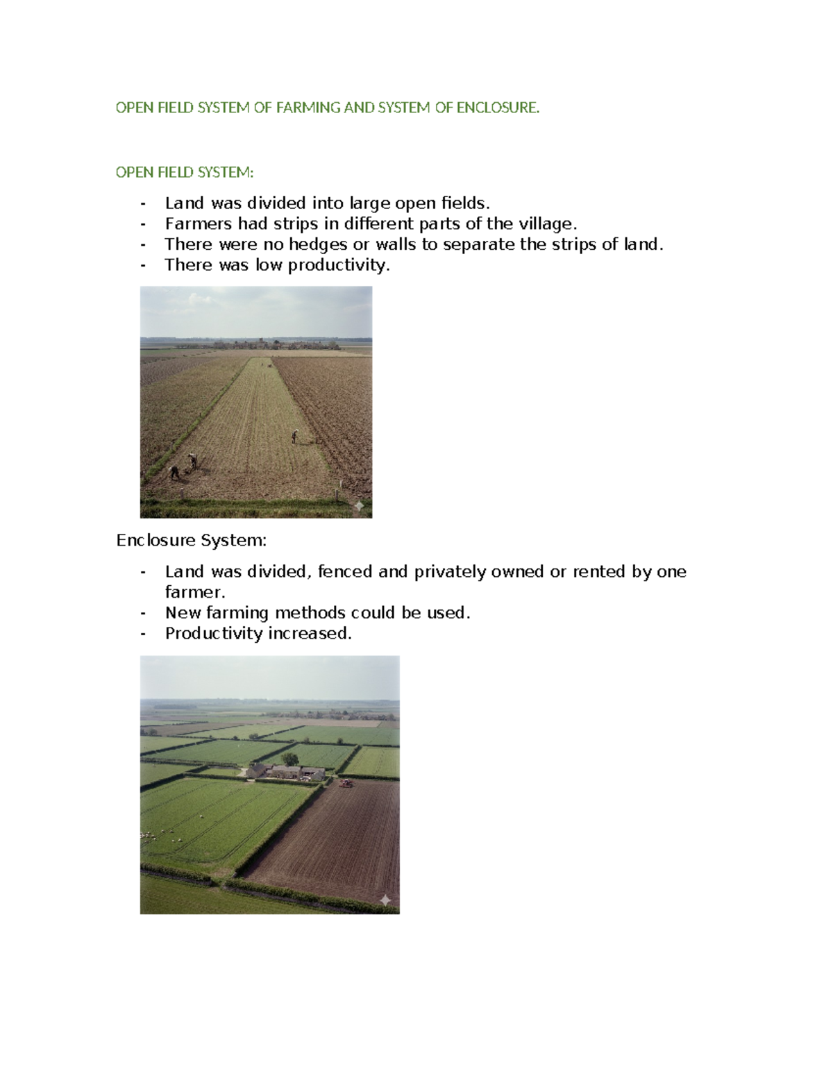 OPEN FIELD VS ENCLOSURE FARMING SYSTEMS: A Comparative Study - Studocu