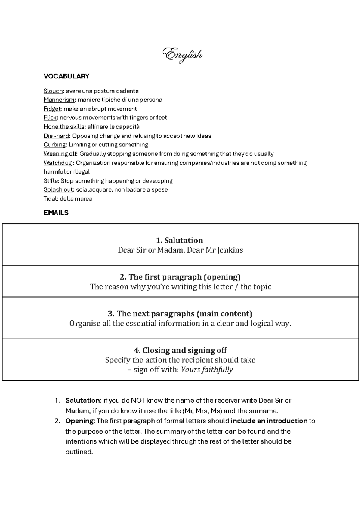 English Exam Study Notes: Vocabulary, Letter Writing & Reports - Studocu