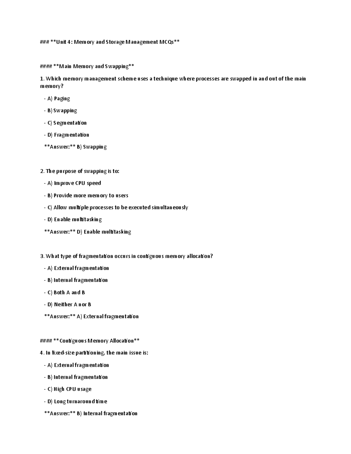 Memory and Storage Management: Key Concepts and Techniques (CS101 ...