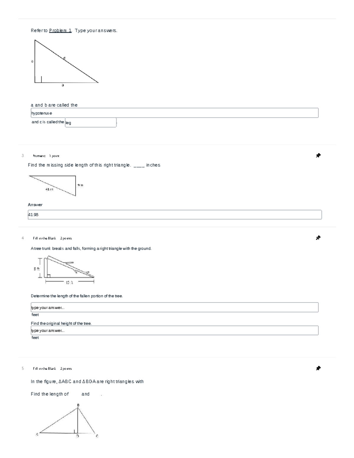 Quiz 2 - Right Triangle Problems & Solutions (Math 101) - Studocu