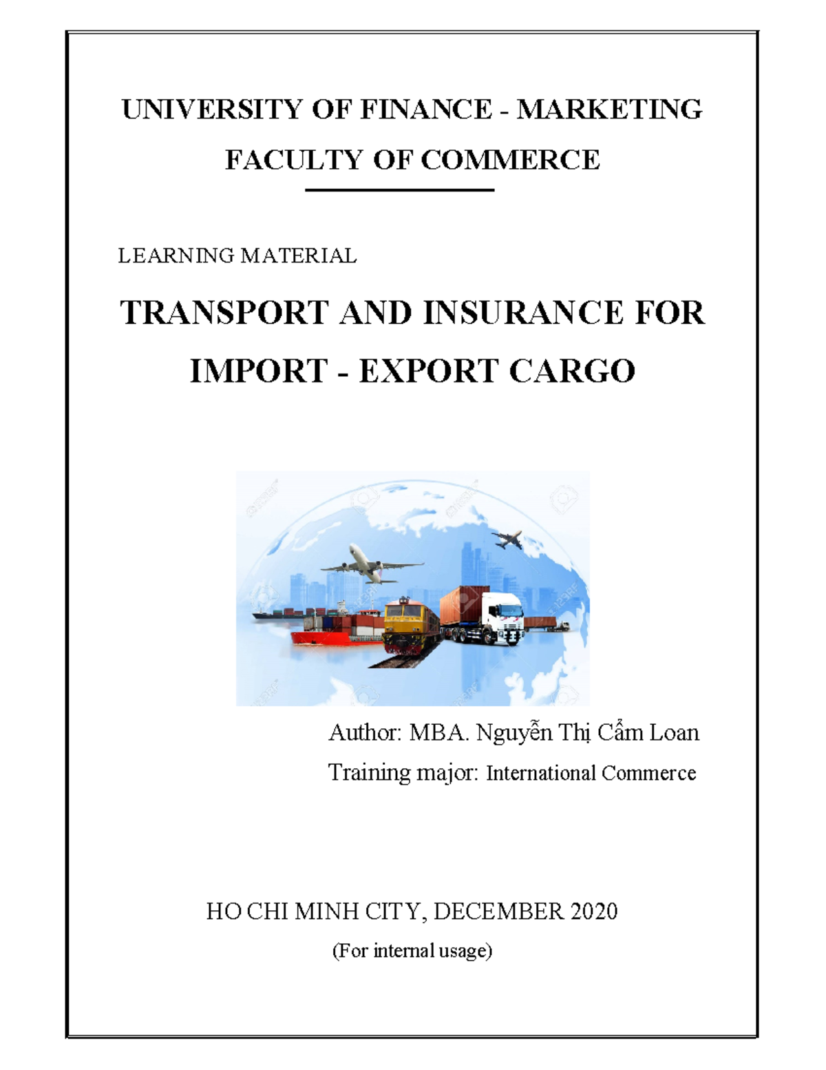 Transport and Insurance for Import-Export Cargo (MBA Course) - Studocu