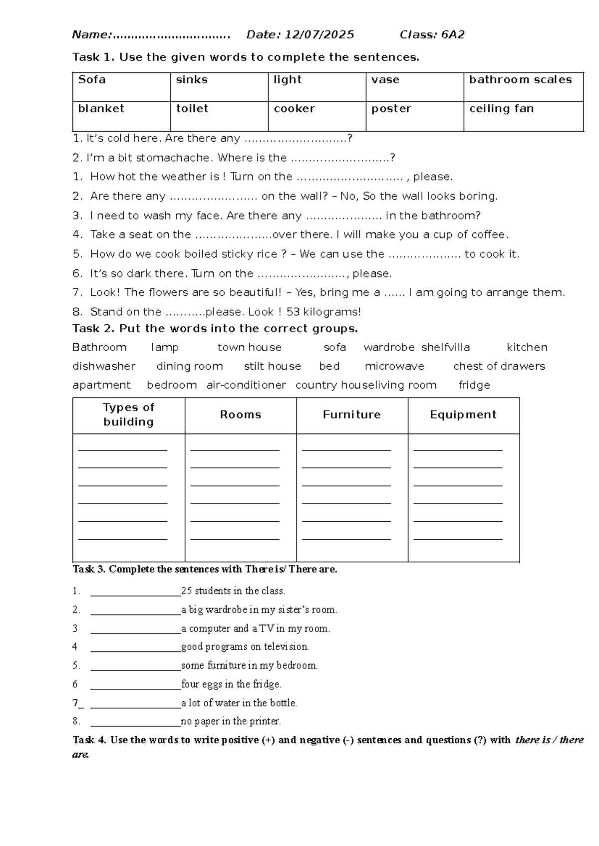 6A2 Task 1: Completing Sentences with Vocabulary Words - Studocu