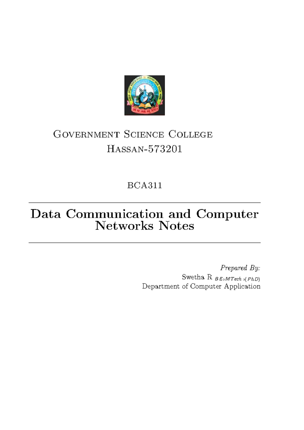 441172625 Data Communication & Computer Networks Lecture Notes BCA ...