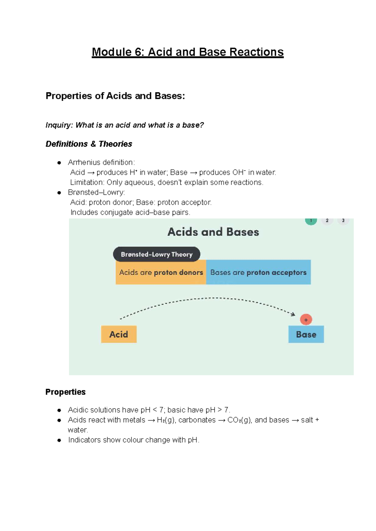 HSC Chemistry Notes - Acid and Base reactions module 6 - Module 6: Acid ...