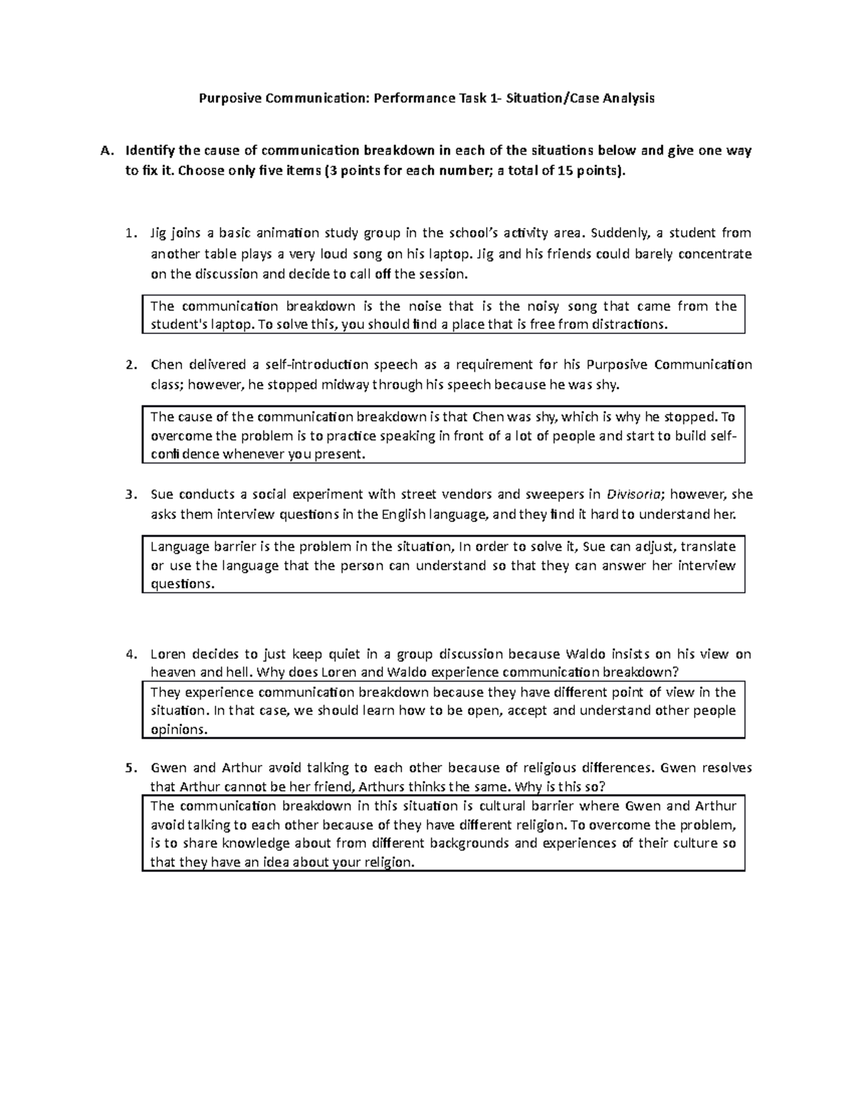 Purposive Communication: Performance Task 1 - Situational Analysis ...