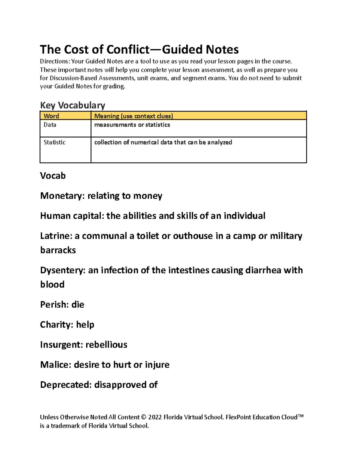 8.04 MOD 8 - Flvs - World history notes 8th grade Module 8 - The Cost ...