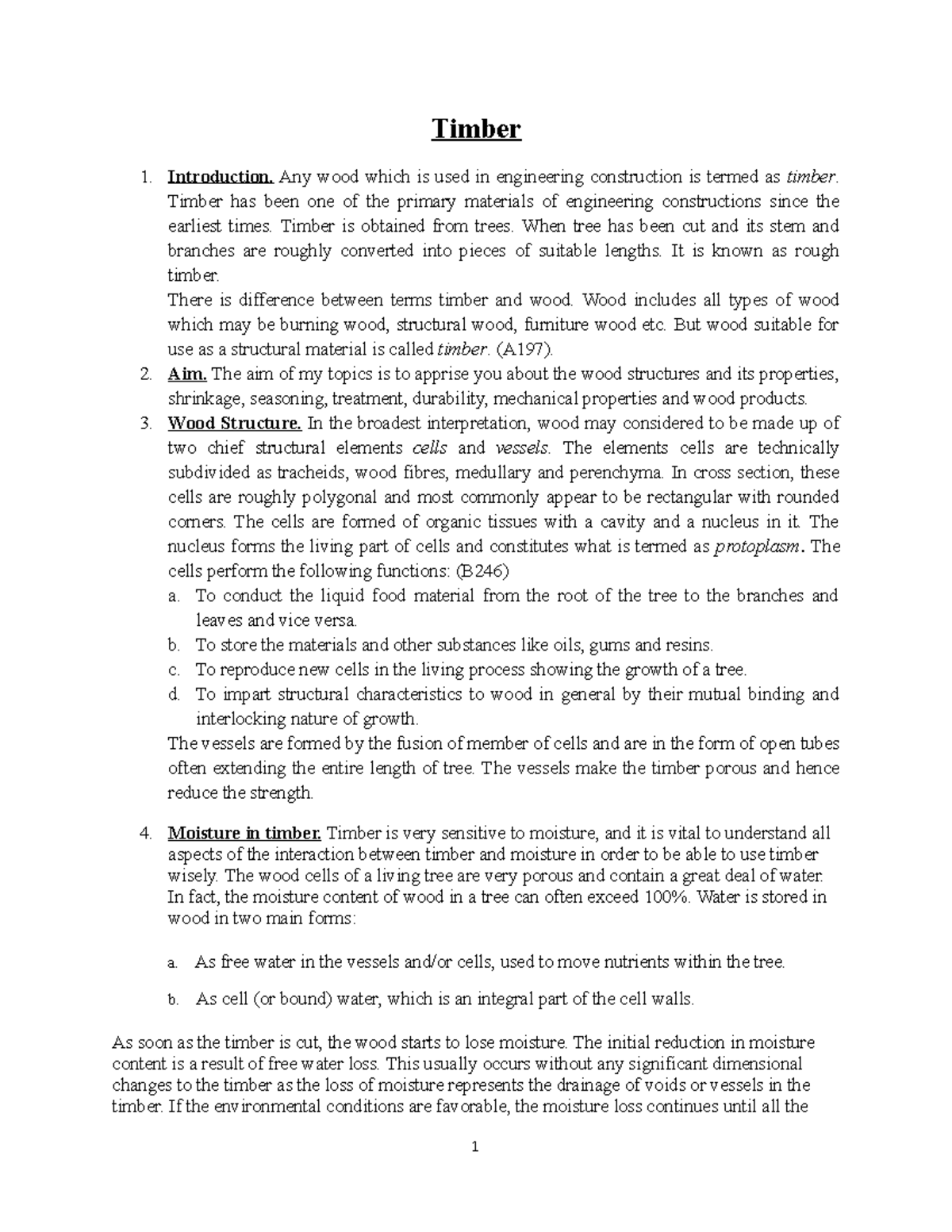 Timber - Lecture notes 5 - Timber Introduction. Any wood which is used ...
