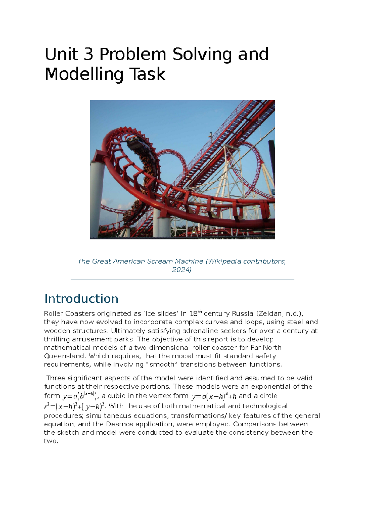 Unit 3 Methods Assignment: Modelling Roller Coaster Safety & Design ...