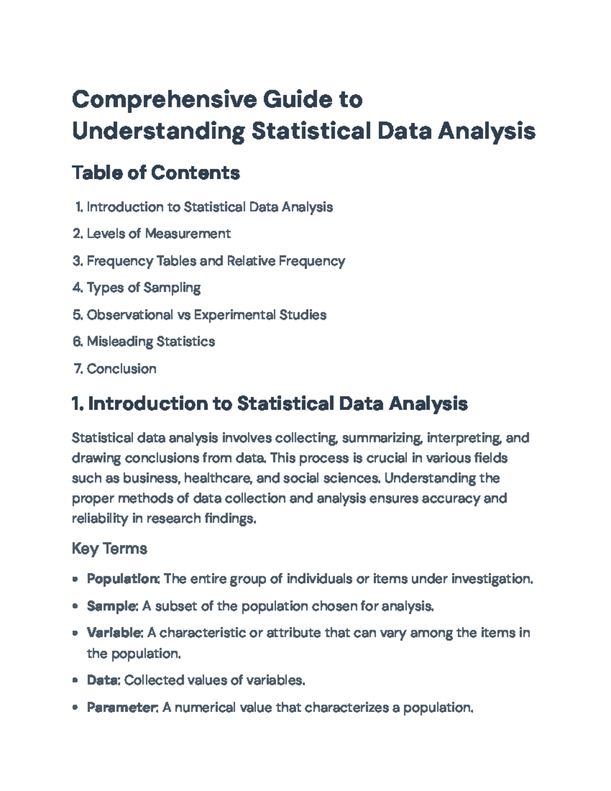 Statistical Data Analysis: A Comprehensive Guide (Course Code: STA101 ...
