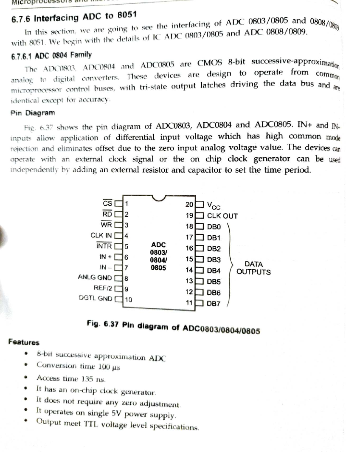 ADC Interfacing with 8051: Detailed Notes on ADC0804 and ADC0805 - Studocu