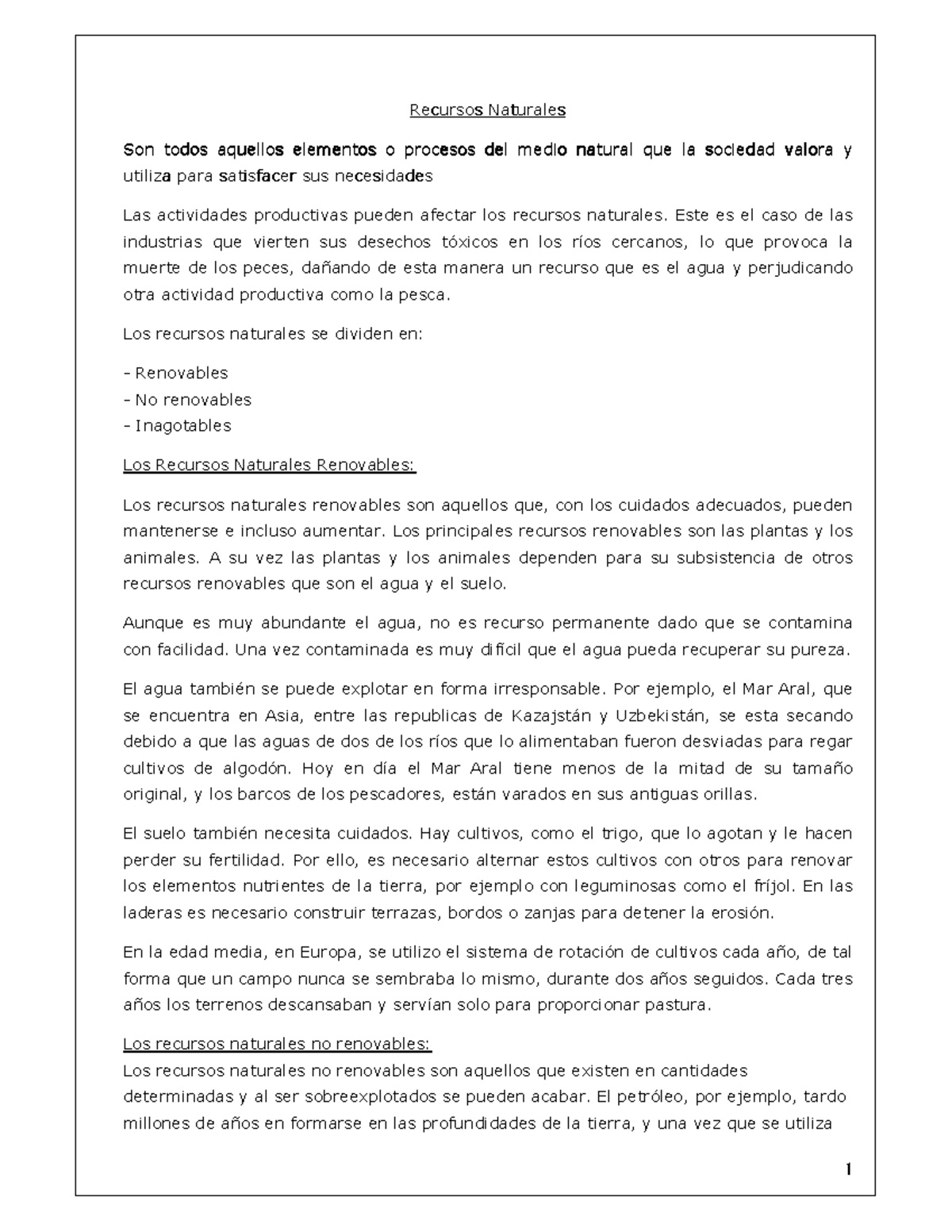 Recursos Naturales: Impacto y Conservación - Texto Secundaria 2 - Studocu