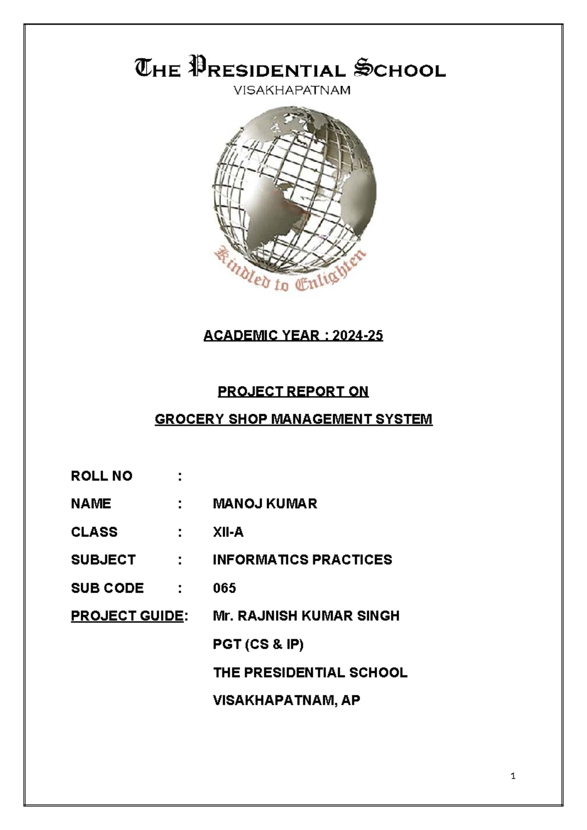 XII-Project Report: Grocery Shop Management System (065) - Studocu
