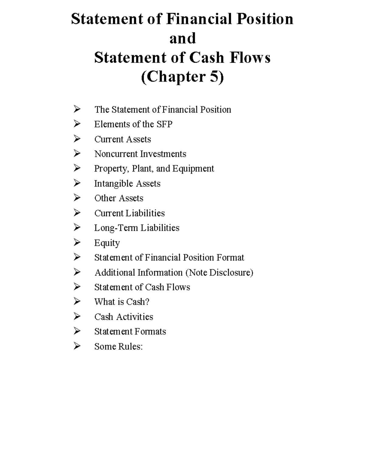 Chapter 5 - Financial Position Cash Flow v25 - Statement of Financial ...
