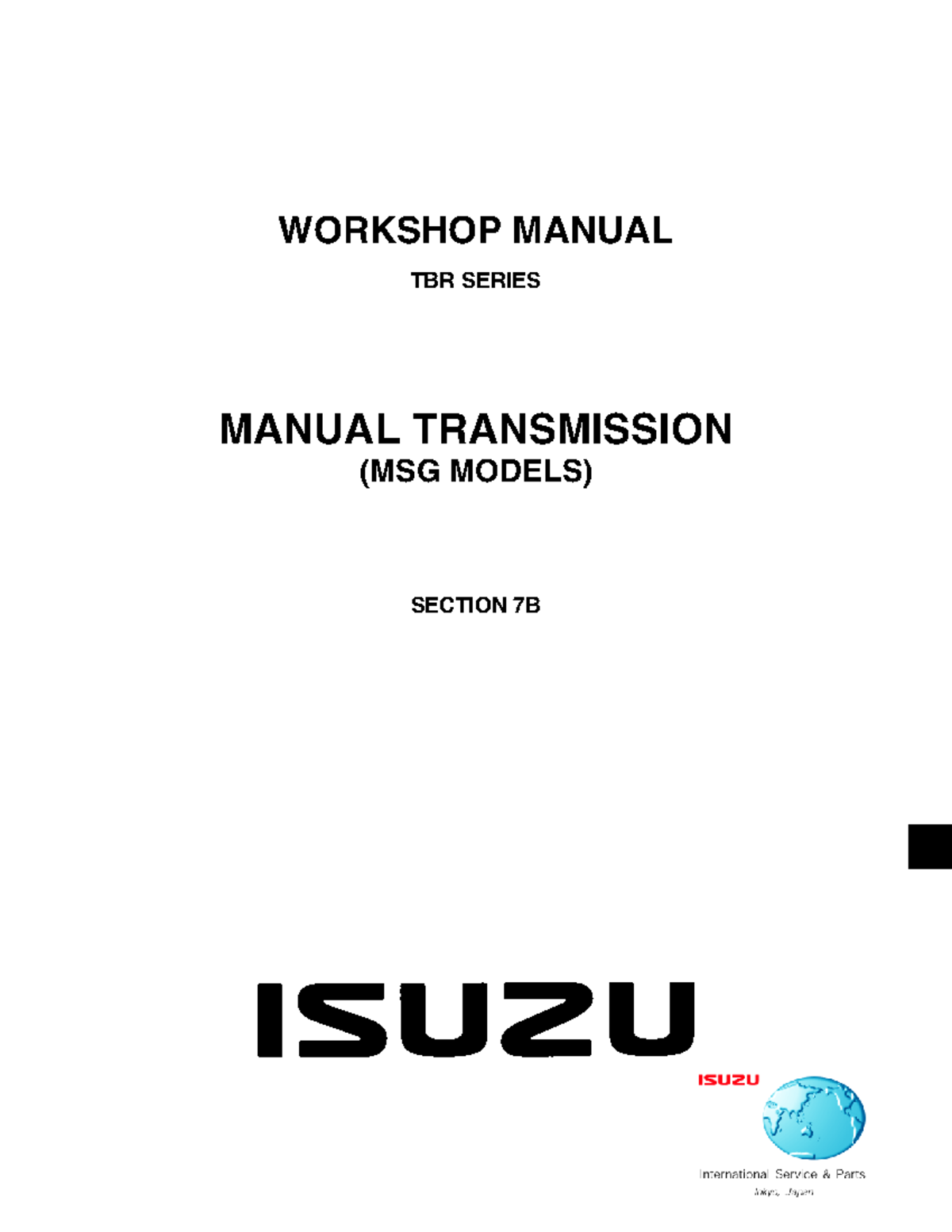 Tbmsg-WE-0115PH- Transmission - WORKSHOP MANUAL TBR SERIES MANUAL ...