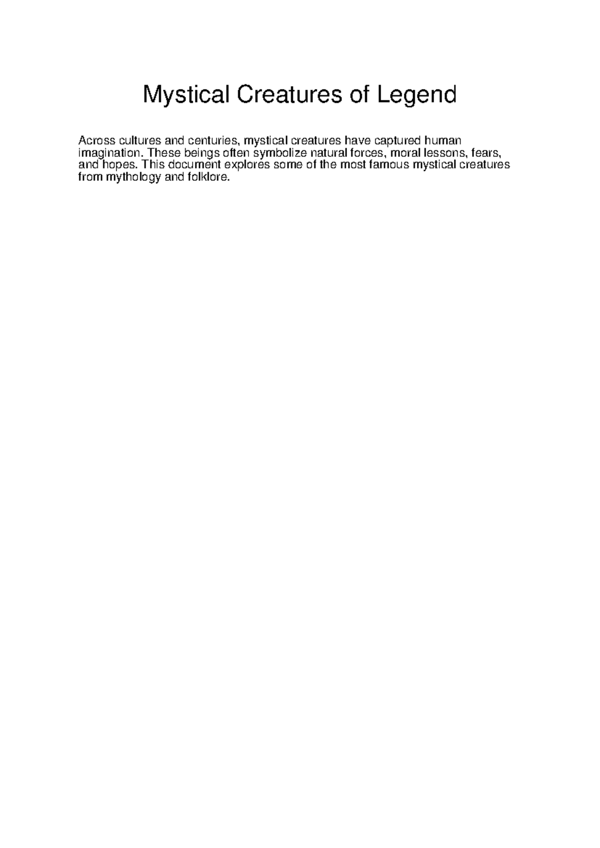 Mystical Creatures in Mythology and Folklore: An Exploration - Studocu