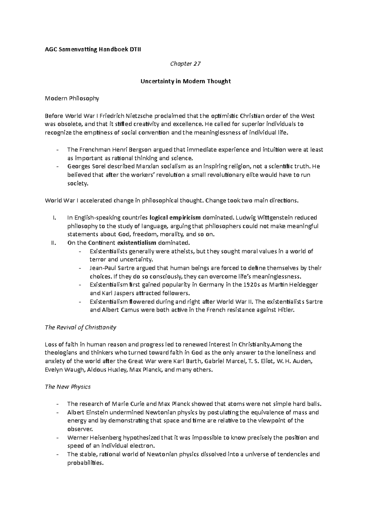 AGC Samenvatting Handboek Deeltentamen 2: Hoofdstuk 27-28 Overzicht ...