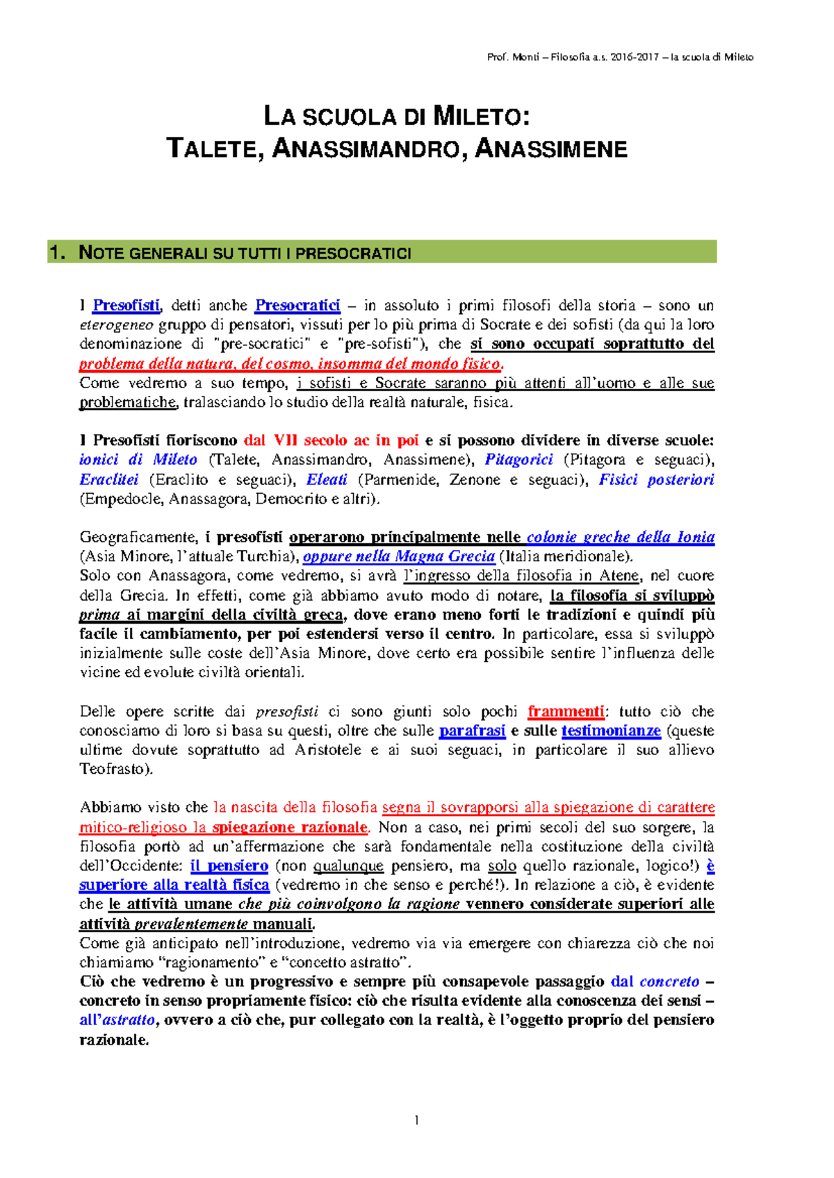 Filosofia Presocratica: Talete, Anassimandro e Anassimene nella Scuola ...